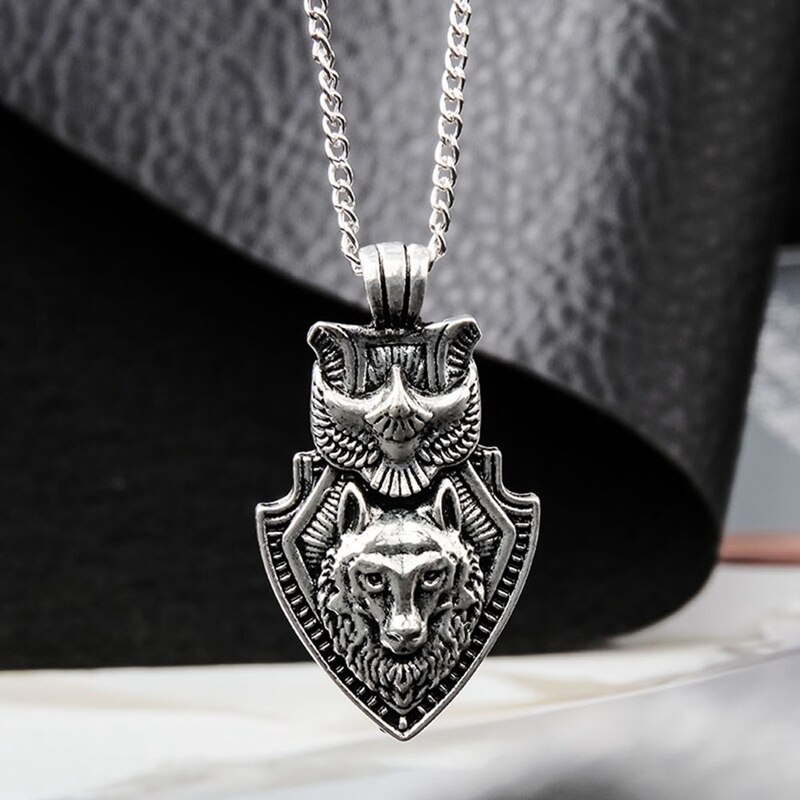 Collar con colgante de cabeza de Lobo nórdico, joy... – Grandado