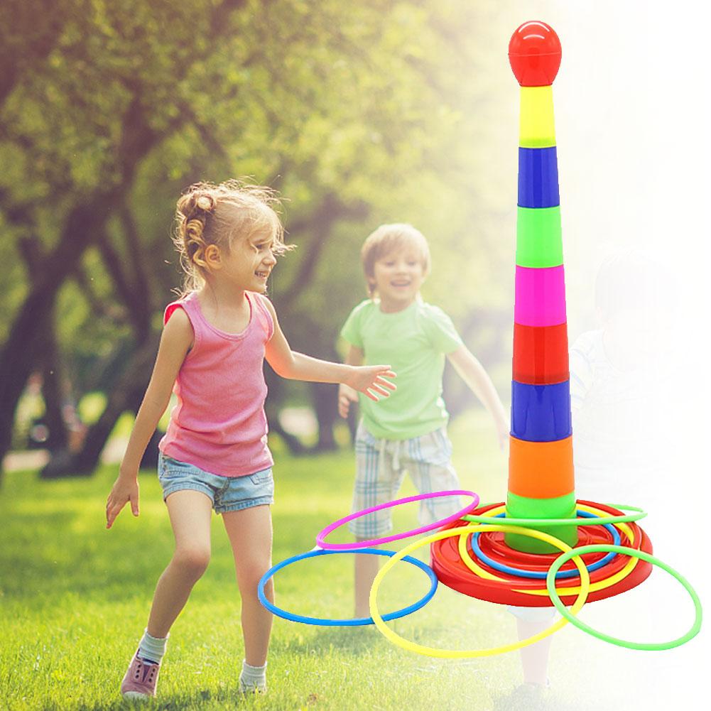 Rainbow Color Plastic Tower Stacking Toss Ring Gam... – Grandado