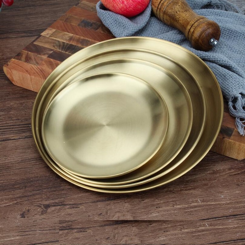 Dessert Plates Stainless steel gold color plate fr... – Grandado