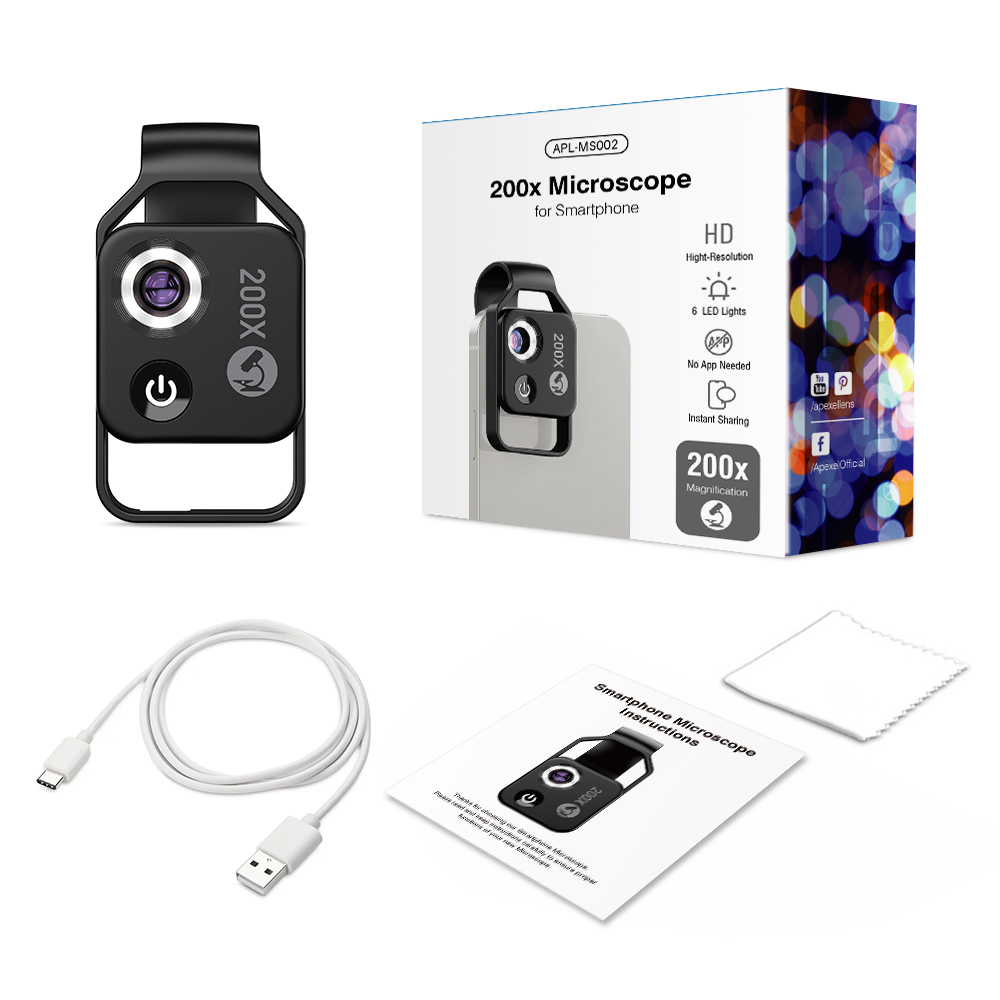 Apexel 200X Telefoon Camera Microscoop Lens Hd Kra... – Vicedeal