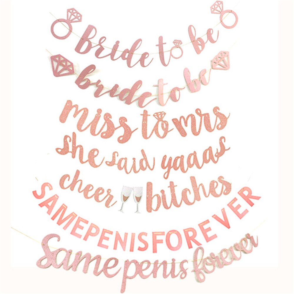 DIY Pink Glitter Paper Flags Bride Letter Banner G... – Grandado