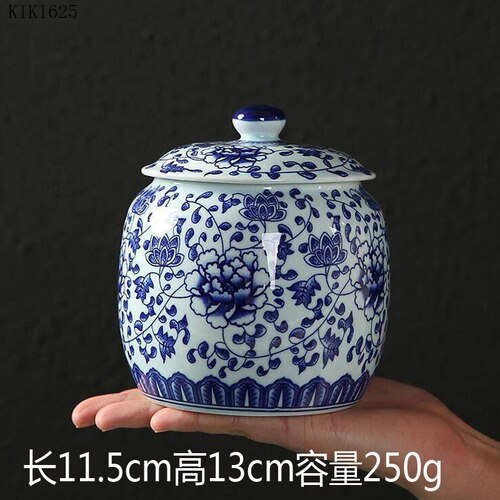 Kinesisk stil blå og hvid porcelæn te-caddy hushol... – Grandado