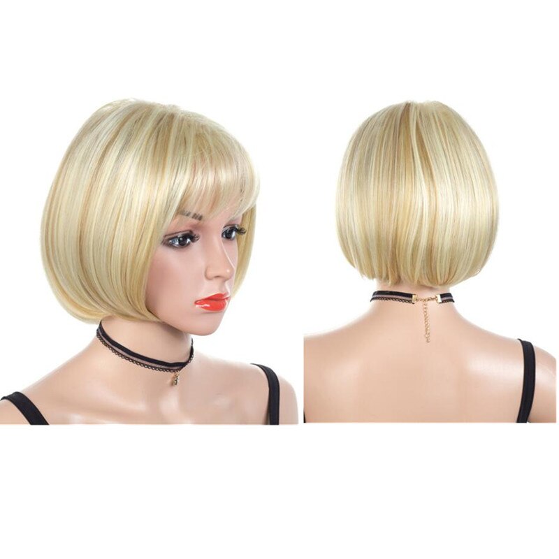 Hywamply 14" Classy Short Bob Wigs with Bangs Blac... – Grandado