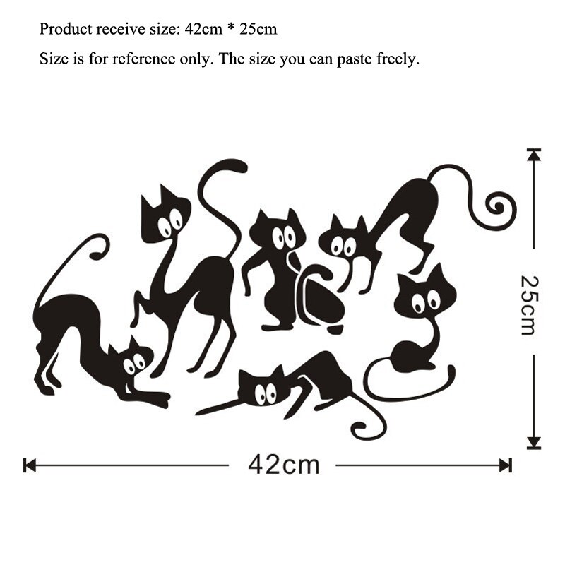 Funny black cat Wall Sticker animals Living room b... – Grandado