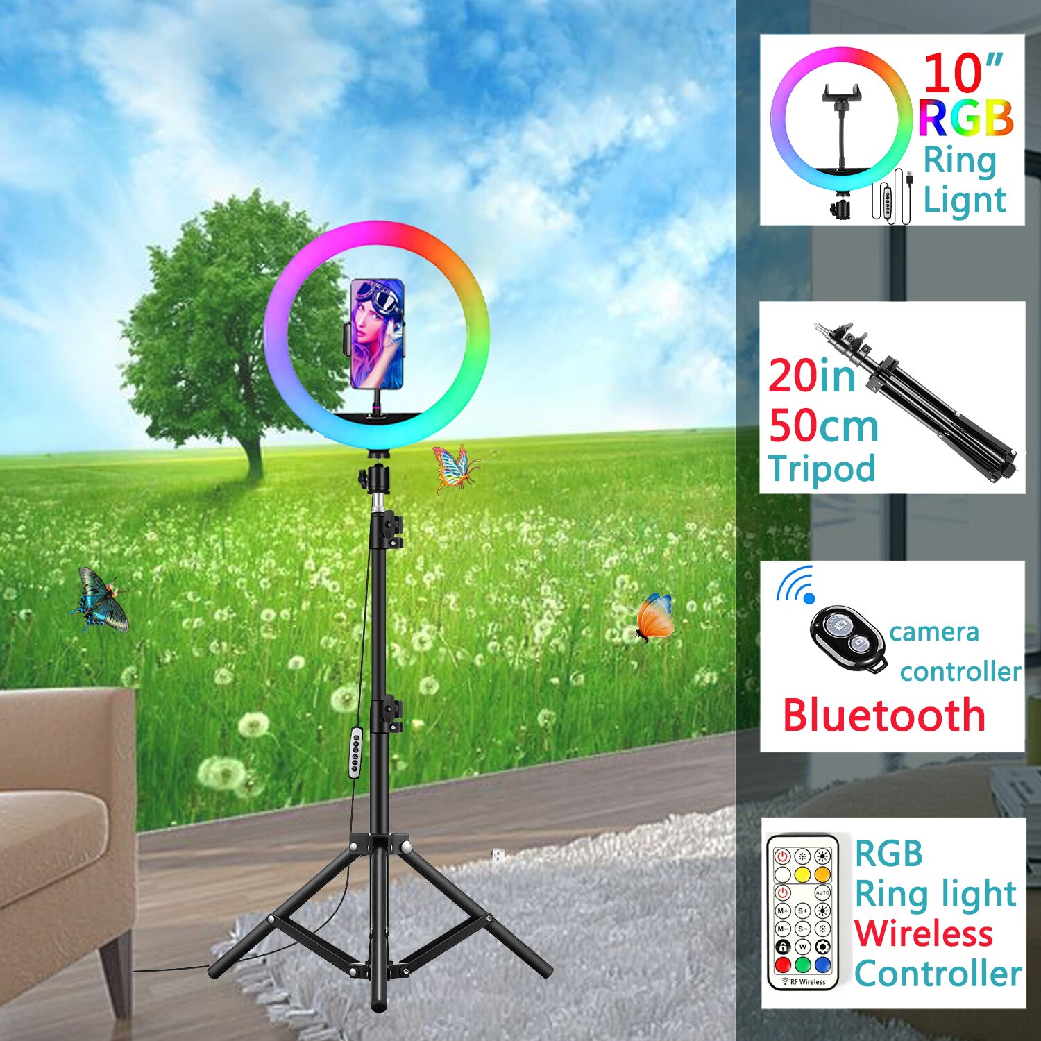 10in Rgb Led Kleur Selfie Ring Licht Fotografie Ri... – Grandado