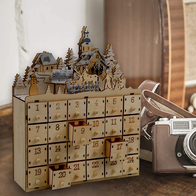 Christmas Advent Calendar Snow House 24 Drawers wi... – Vicedeal