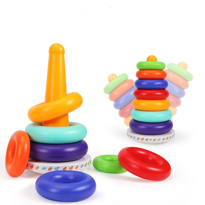 Stacking Rings Toy Baby Rainbow Tower Ring Rattles... – Vicedeal