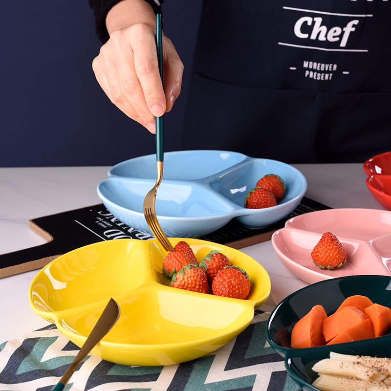 （7 Inch）Three-divided Plate Ceramic Tableware Porc... – Grandado