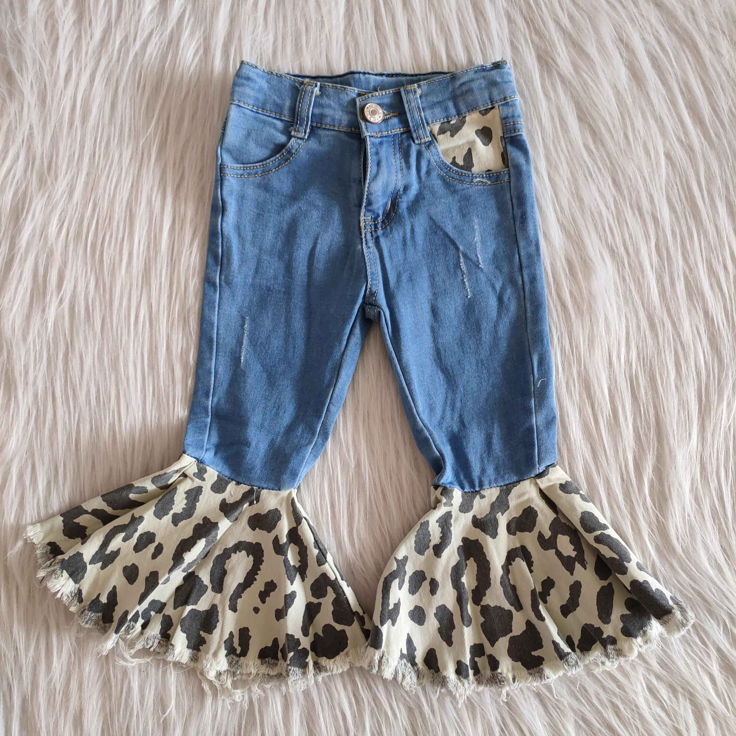 Toddler Girls children's Leopard jeans Bell bottom... – Vicedeal
