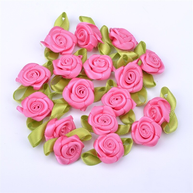 50pcs 2CM Silk Ribbon Rose Flower Heads Satin Ribb... – Grandado
