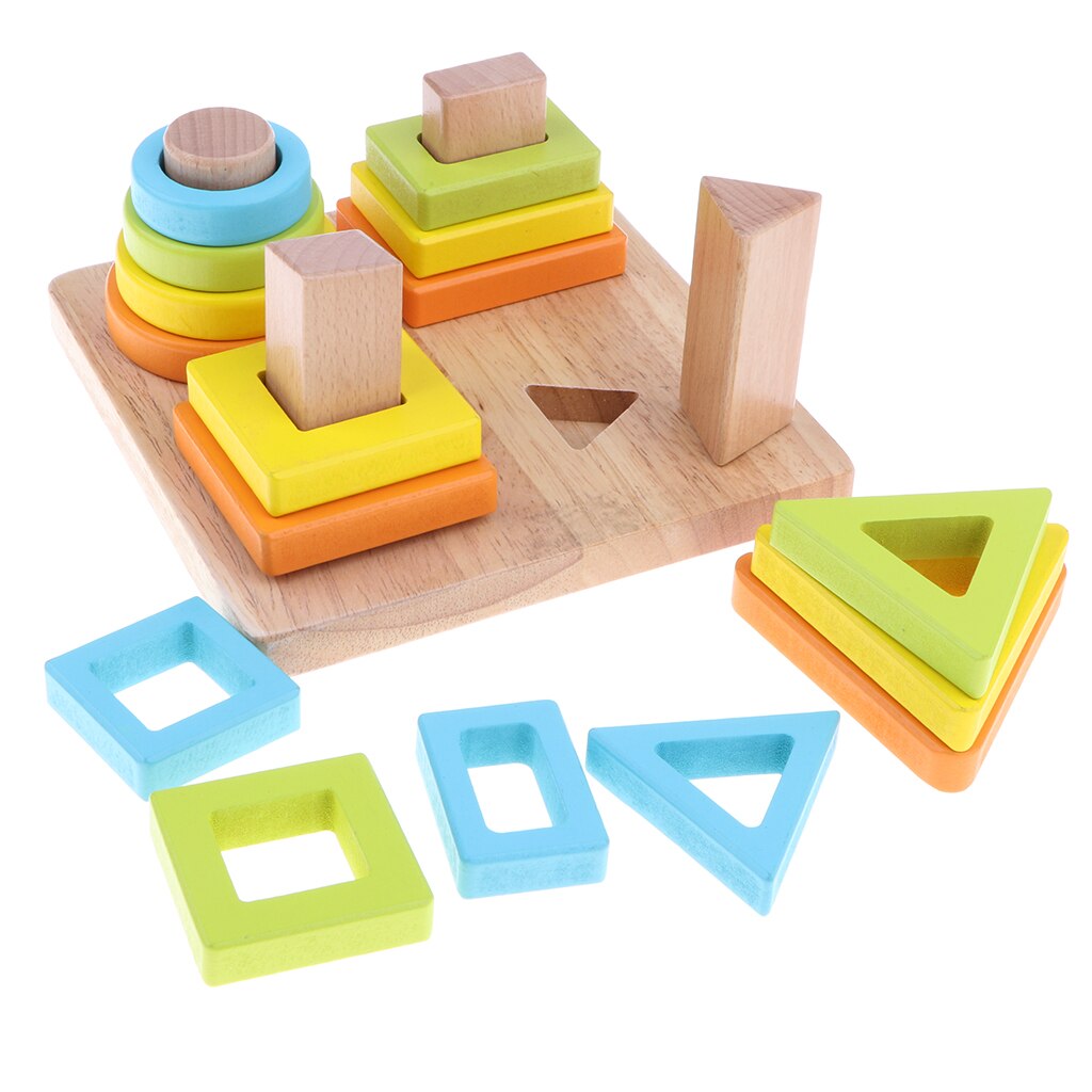 Baby Toddler Wooden Color Shape Sort Toy Stacking ... – Vicedeal