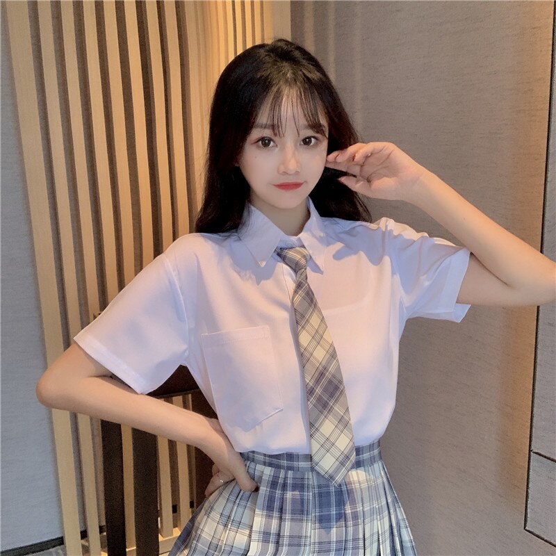 Japanese College JK Uniform Polo Collar Short-Slee... – Grandado