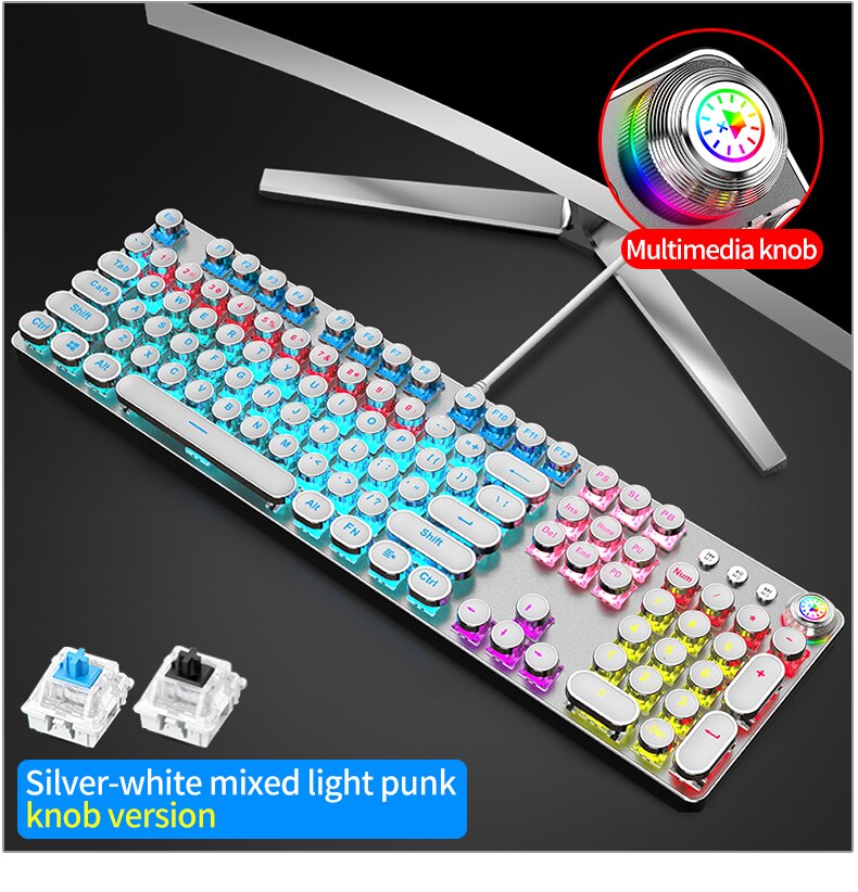 Punk Gaming Mechanical Keyboard Keys Multimedia Kn... – Grandado