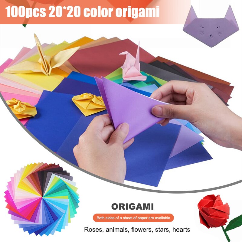 100 Sheets Origami Paper 20x20cm 8 inch Vivid Colo... – Vicedeal