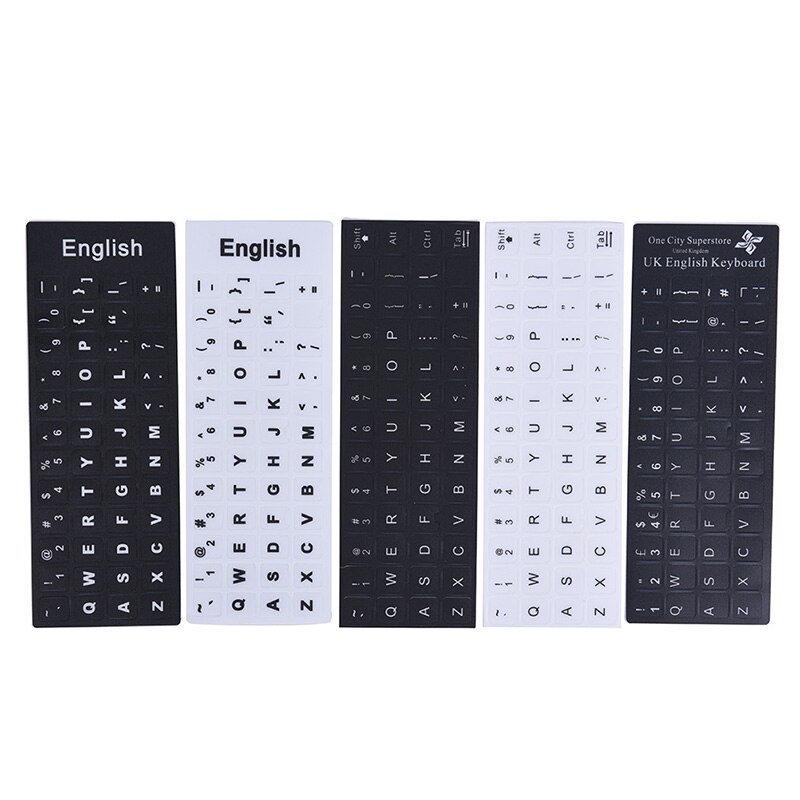 English Keyboard Replacement Stickers White on Bla... – Grandado