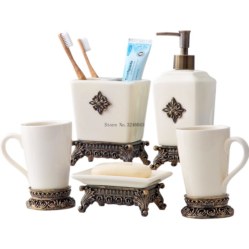 European bathroom wash set bathroom five-piece Ame... – Grandado