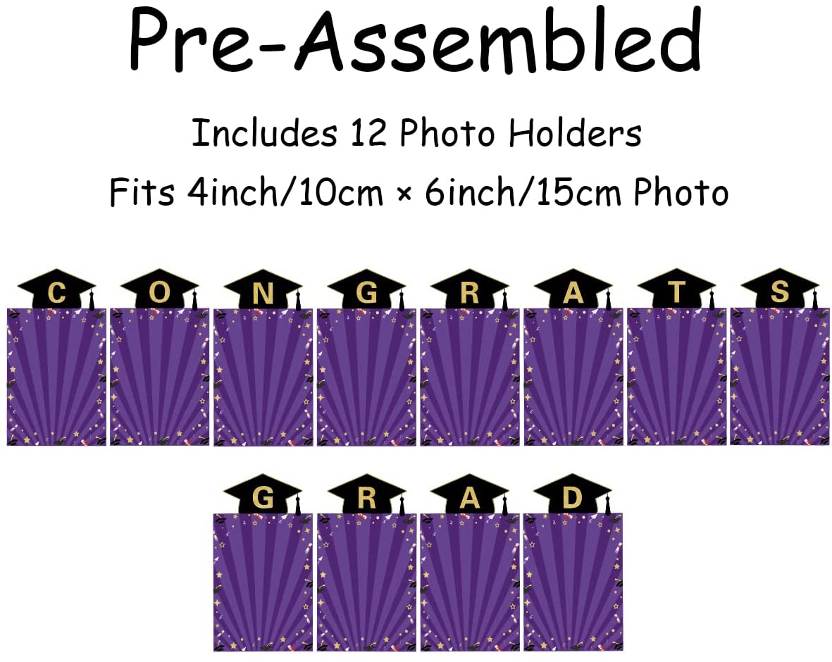 CHEEREVEAL Purple Graduation Photo Banner Congrats... – Vicedeal