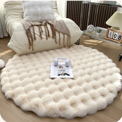 Plush Round Carpets for Living Room, Faux Rabbit F... – Grandado