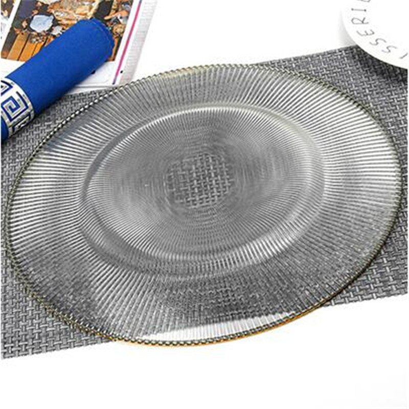 2pcs Glass Dinner Plates Gold Inlay Steak Cake Des... – Grandado