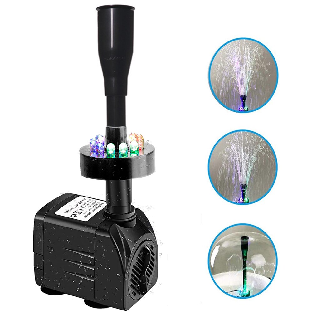 15W 800L/h Submersible Fountain Pump wiht LED Ligh... – Grandado