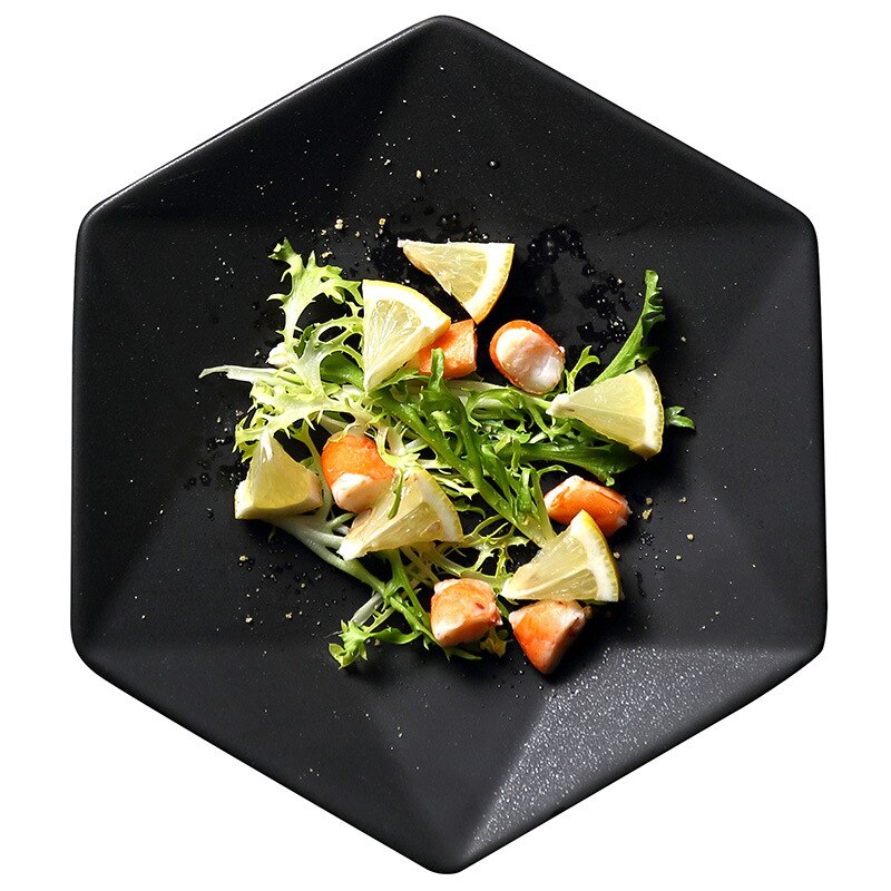 Nordic Ceramic Matte Six-sided Plate Steak Pizza W... – Grandado