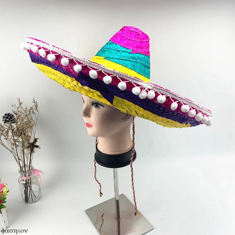 Outdoor Mexican Style Straw Hats Colorful Edges Al... – Grandado