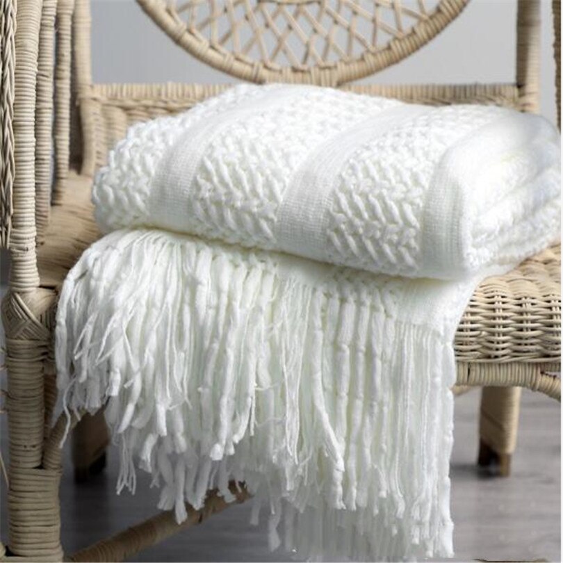 170cm Knitted Blankets Tassel Sofa Throw Thread Bl... – Vicedeal