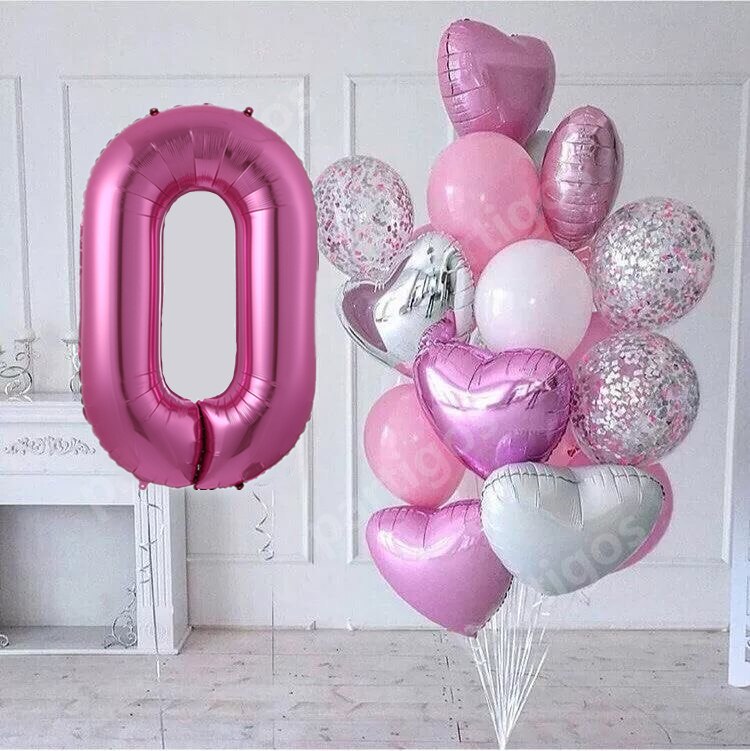 15pcs/lot girl Birthday Balloons with 30inch pink ... – Grandado