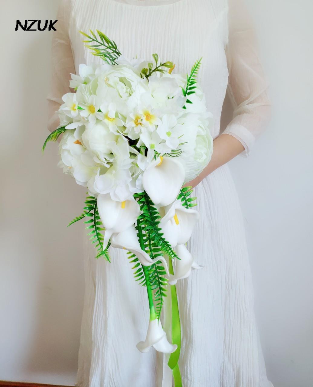 NZUK Waterfall Bridal Bouquet flowers Artificial O... – Grandado