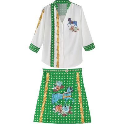 Women Spring Summer Clothing Set Runway Vintage Fl... – Vicedeal