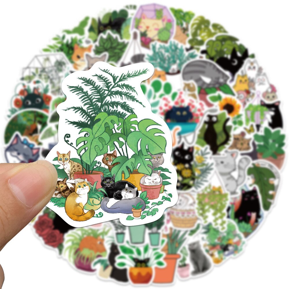 10/30/50pcs Kawaii Cat Plant Funny Animal Stickers... – Grandado
