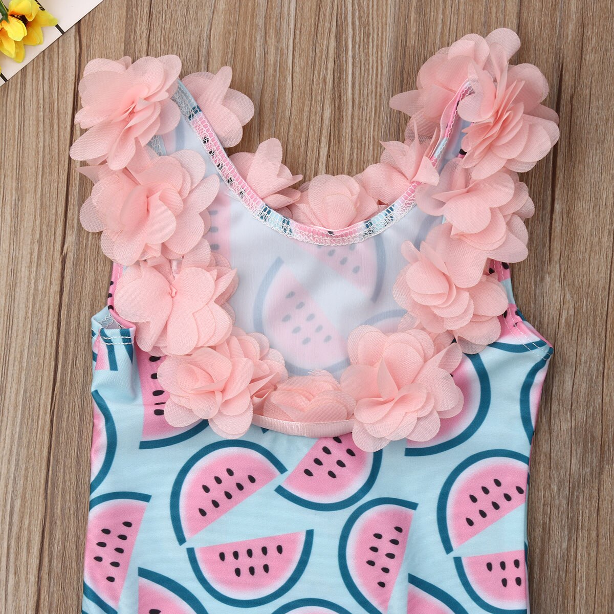 Baby Girl Watermelon Printed Ruffled Swimsuit Swim... – Grandado