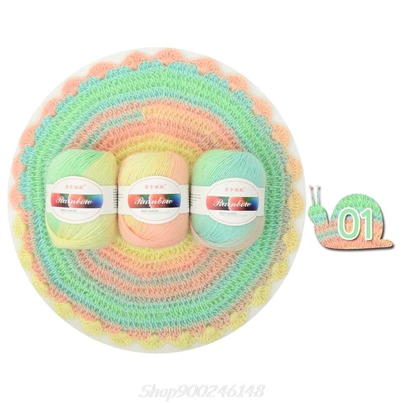 Soft Worsted Yarn Rainbow Gradient Colors DIY Baby... – Vicedeal