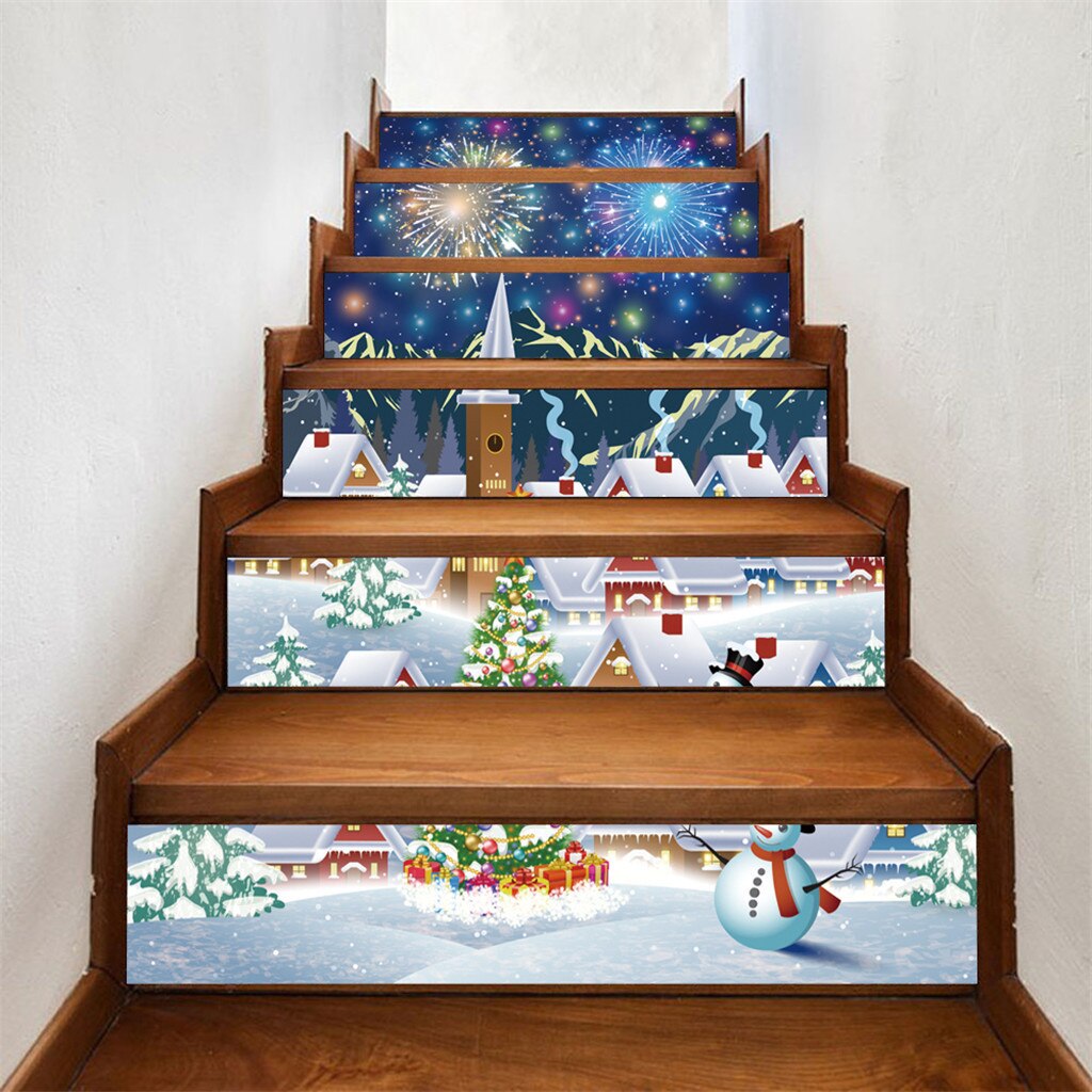 Christmas Stair Stickers House Family 3d Home Deco... – Grandado