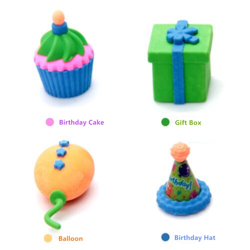 Grattis på födelsedagen tårta suddgummi set teckna... – Grandado