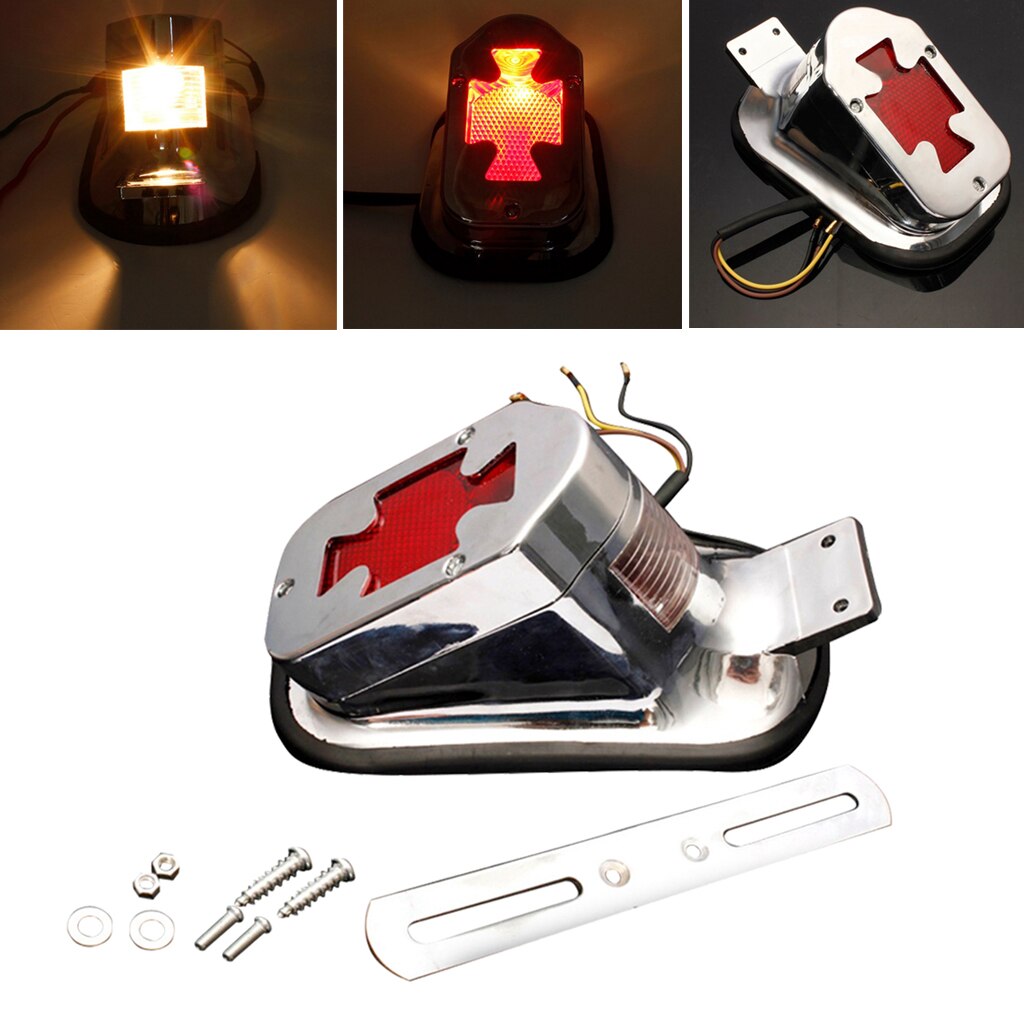 Motorcycle LED Rear Brake Tail Light Red Chrome 12... – Vicedeal