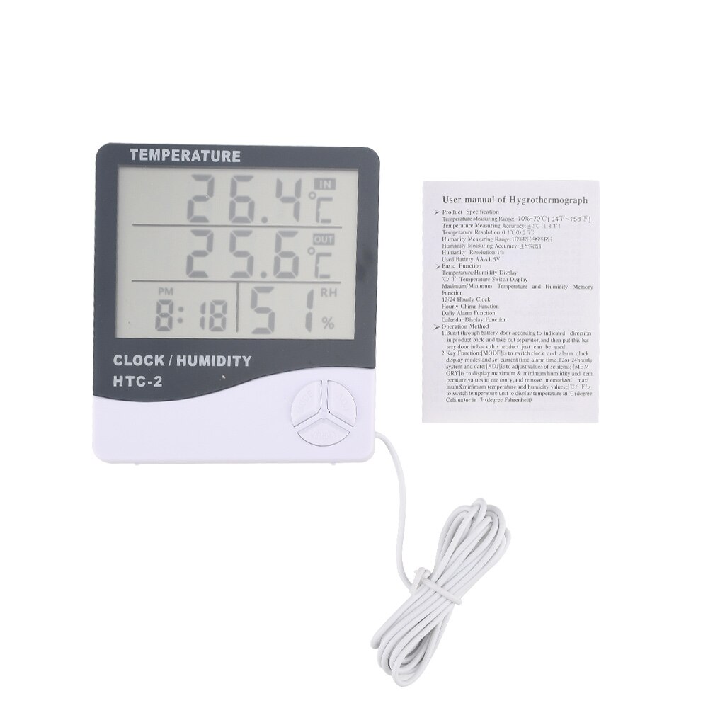 LCD Digital Temperature Humidity Meter HTC-2 Home ... – Grandado