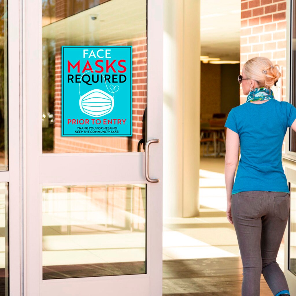 Face masks required Sign Decal Sticker warning Kee... – Grandado