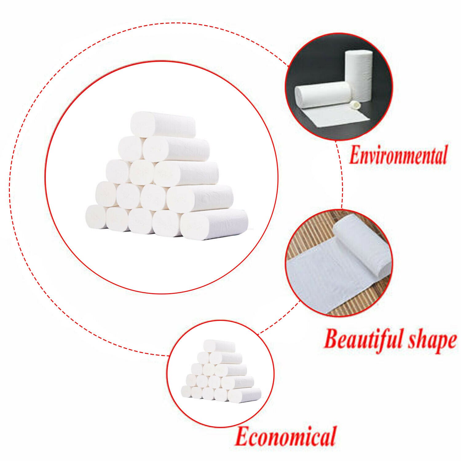 10 Rolls Toilet Tissue 3 Layer Toilet Paper Roll H... – Grandado