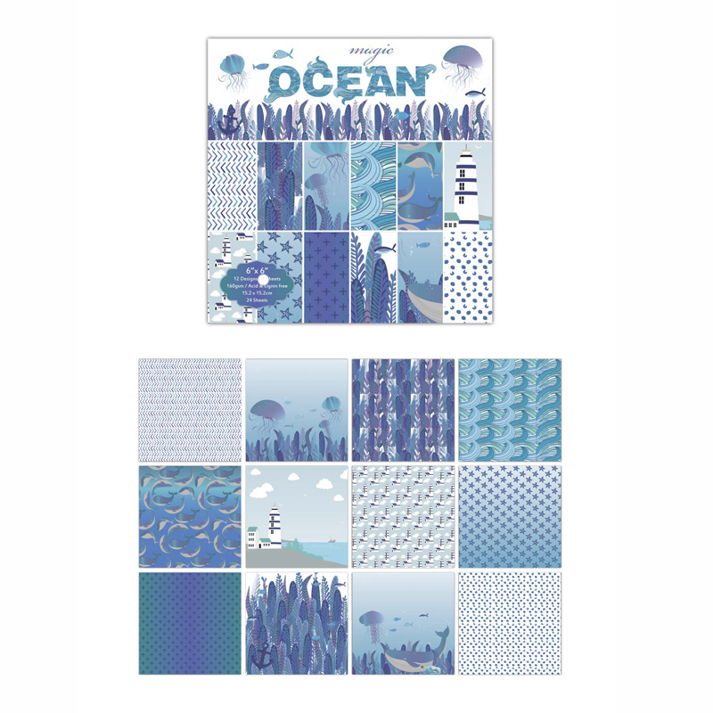 KLJUYP 12 Sheets Ocean Scrapbooking Pads Paper Ori... – Grandado