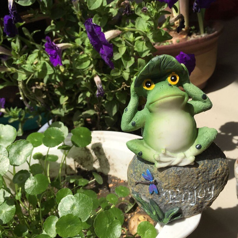 Cute Frog Decorative Stone Garden Statues and Orna... – Grandado