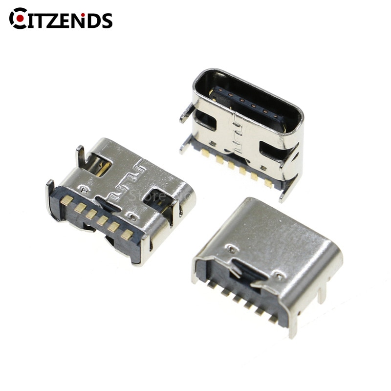 100pcs/lot Type C 6 Pin USB SMT Socket Connector U... – Grandado
