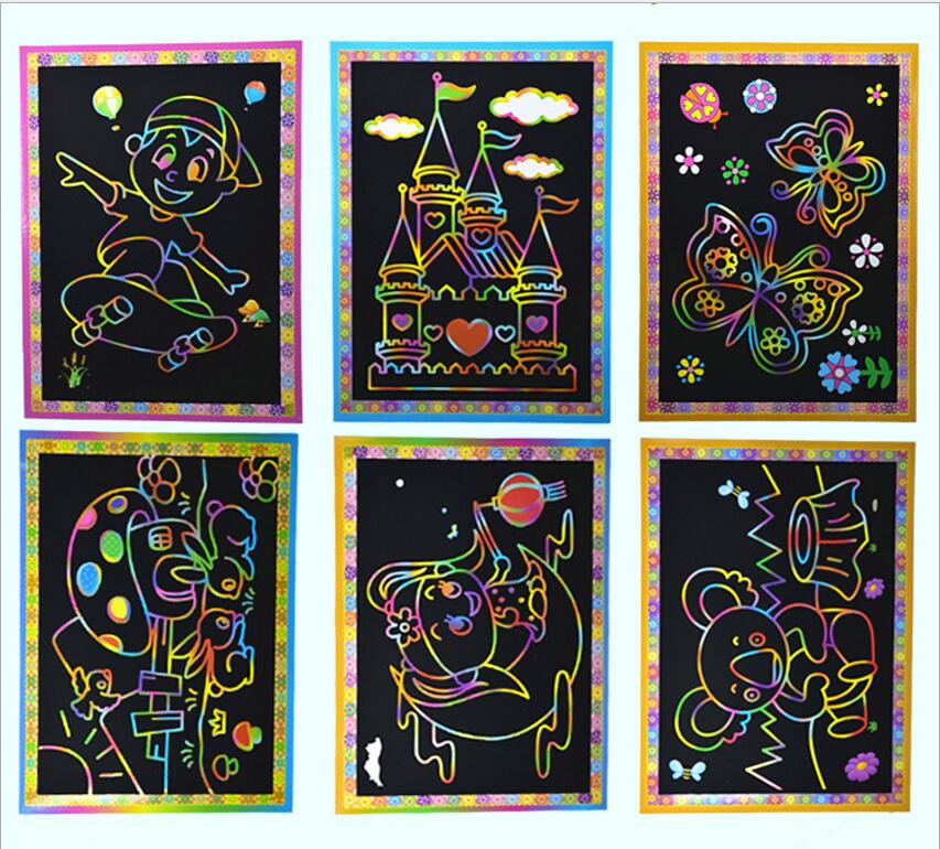 10pcs/lot Magic Rainbow Scratch Book Paper Black D... – Grandado