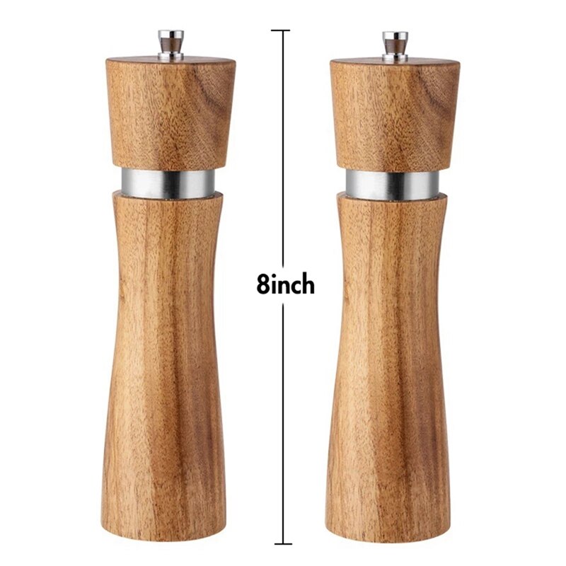 2Pcs Wood Salt and Pepper Grinders Set, Manual Aca... – Vicedeal