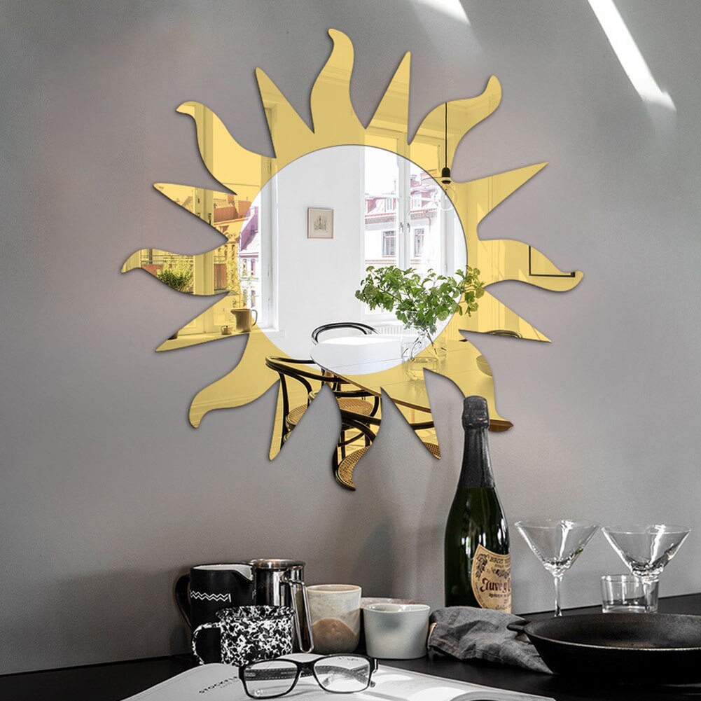 3D Mirror Sticker Geometric Sun Round DIY Self Adh... – Vicedeal