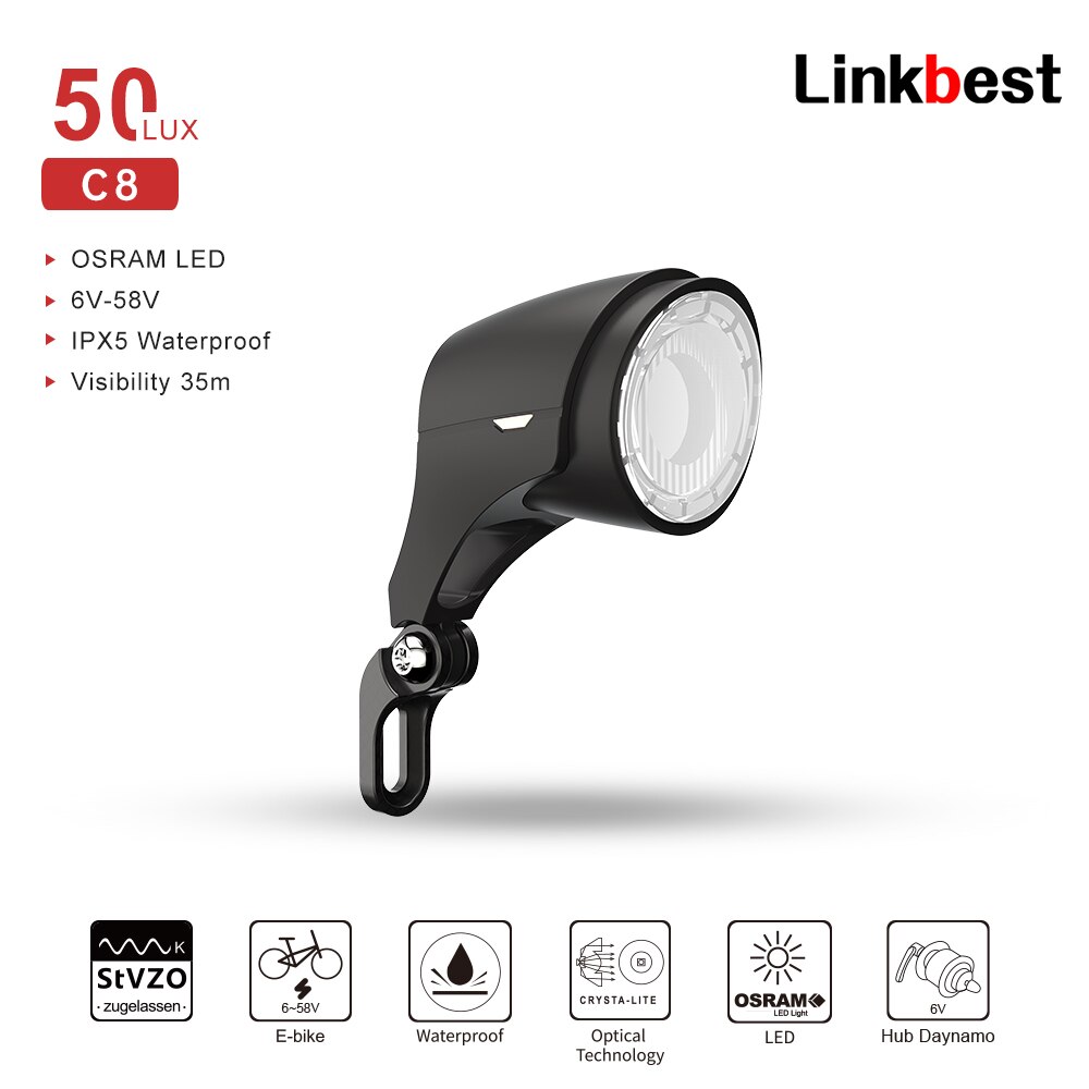 Linkbest 50 Lux Bike Front Light Waterproof Headli... – Grandado