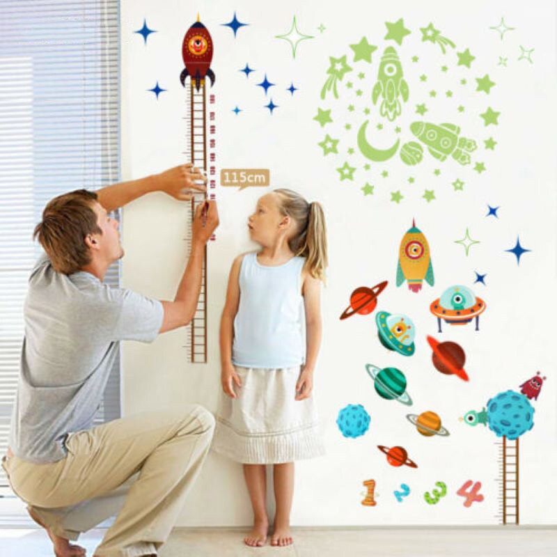 Solar System Rocket Height Measure Wall Stickers K... – Grandado