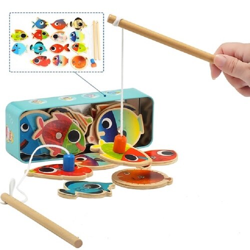 14 Fishes + 2 Fishing Rods Wooden Children Toys Fi... – Vicedeal