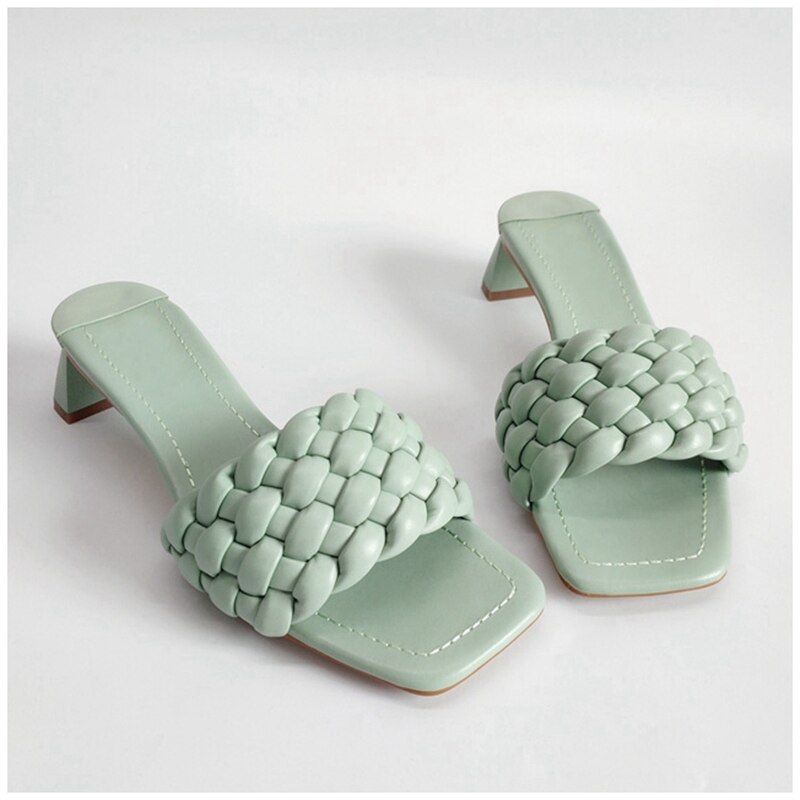 SUOJIALUN Brand Women Summer Slides Weave Open Toe... – Grandado