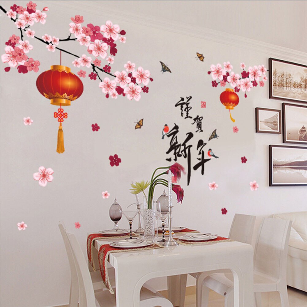Retro Chinese Lantern PVC Wall Stickers Red Year D... – Grandado